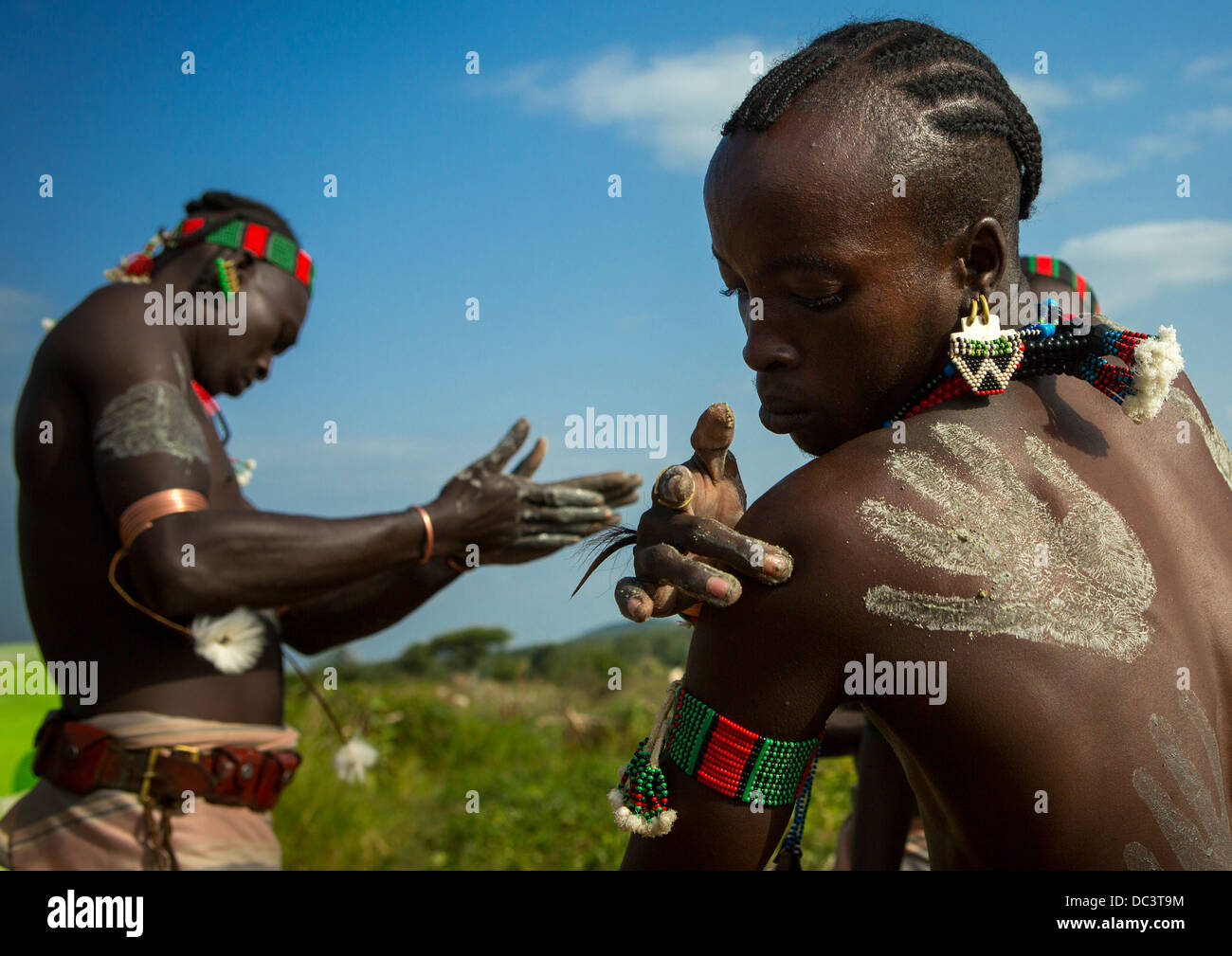 Bashada Tribe Man Making Body Painting, Dimeka, Omo Valley, Ethiopia ...
