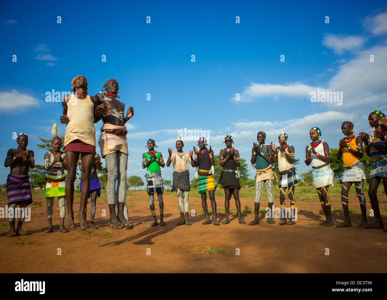 Bashada Tribe Men Dancing And Jumping, Dimeka, Omo Valley, Ethiopia ...