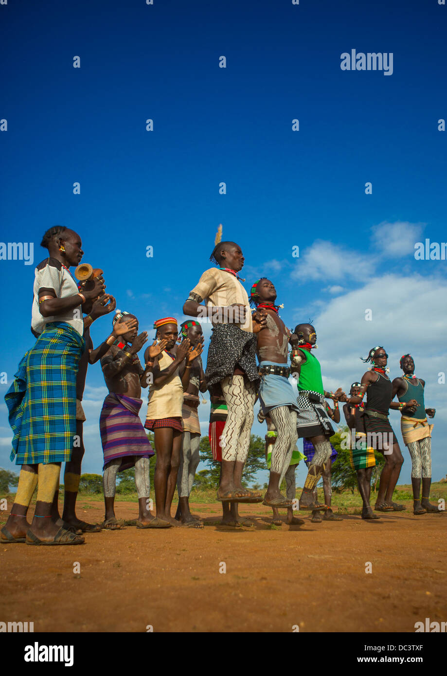 Bashada Tribe Men Dancing And Jumping, Dimeka, Omo Valley, Ethiopia ...