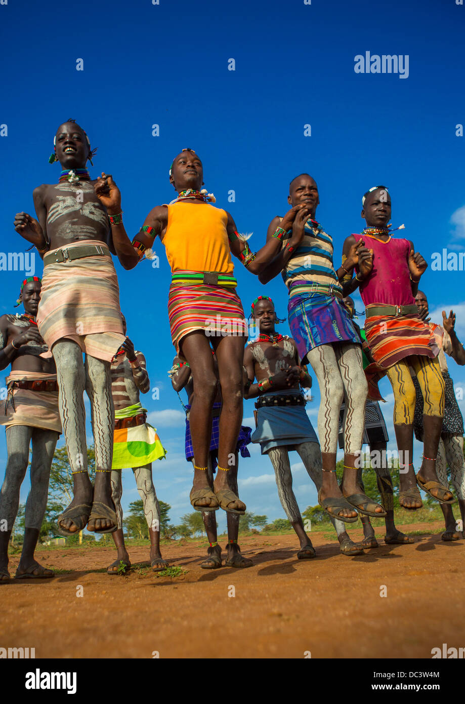 Bashada Tribe Men Dancing And Jumping, Dimeka, Omo Valley, Ethiopia ...