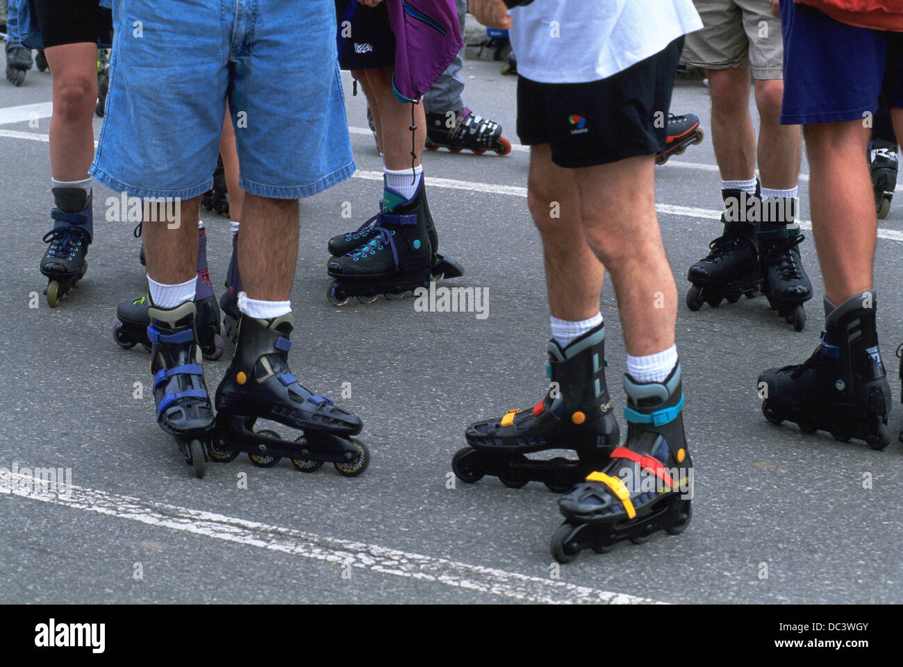 Rollerbladers legs. New York. USA Stock Photo - Alamy