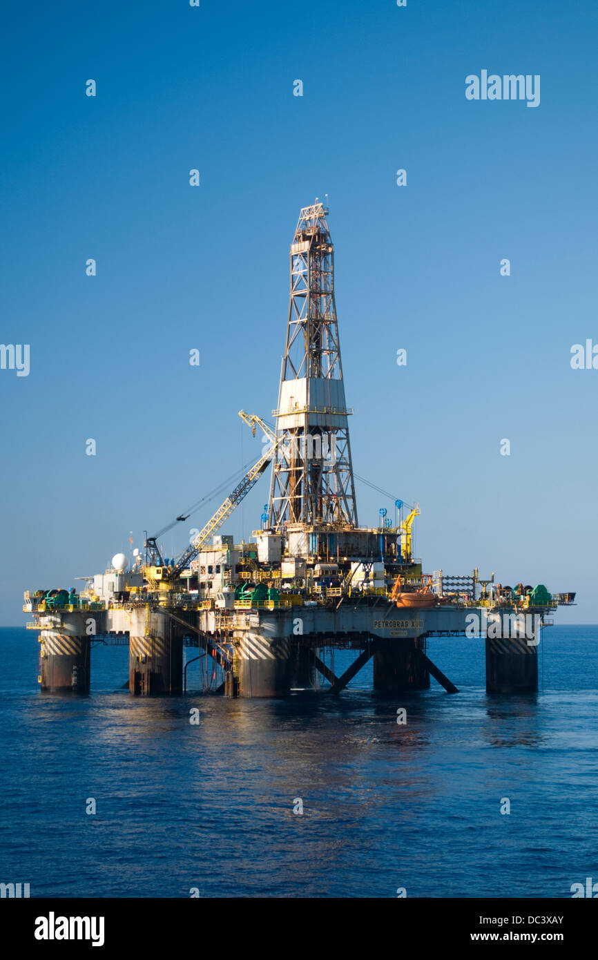 Offshore drilling rig Petrobras XVII at Campos basin, Rio de Janeiro ...