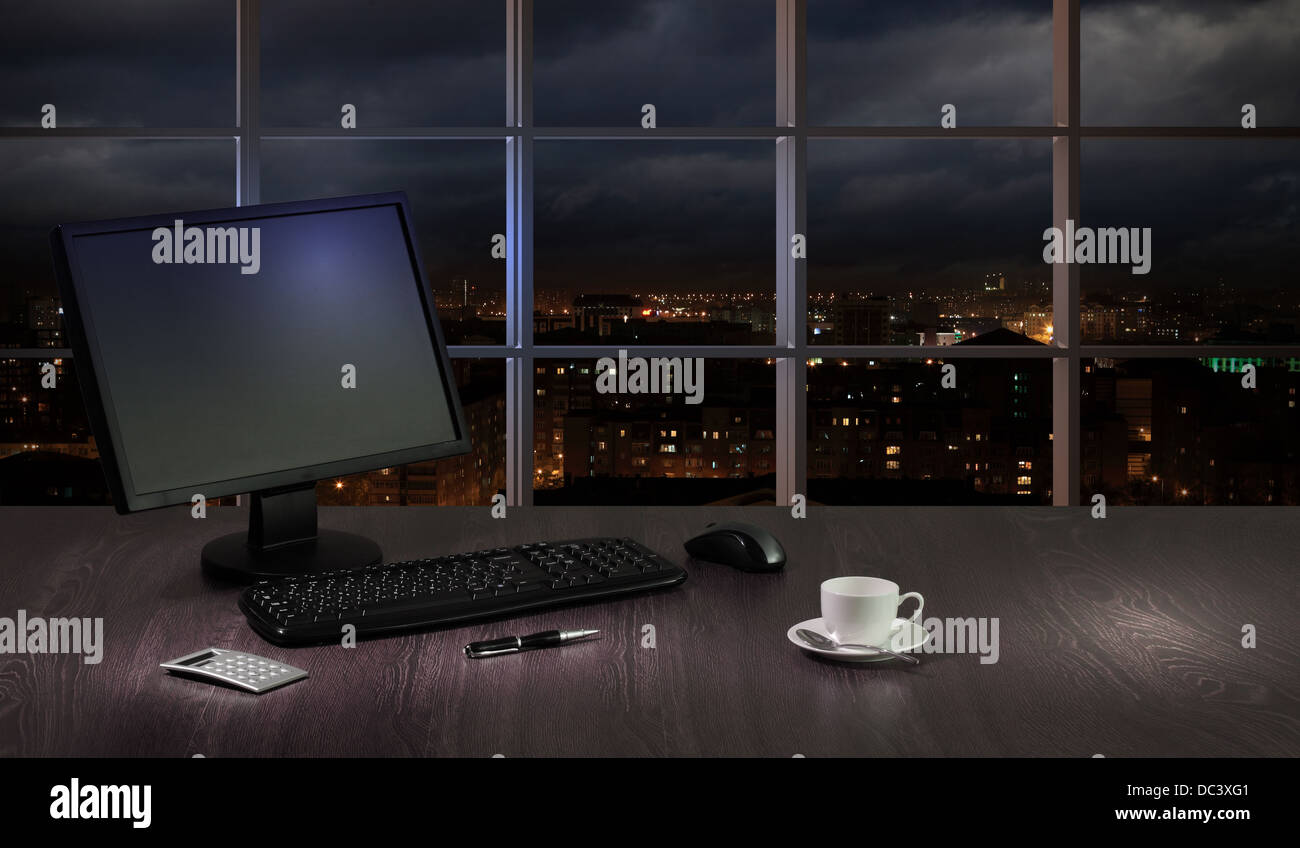 Office at night Stock Photo - Alamy