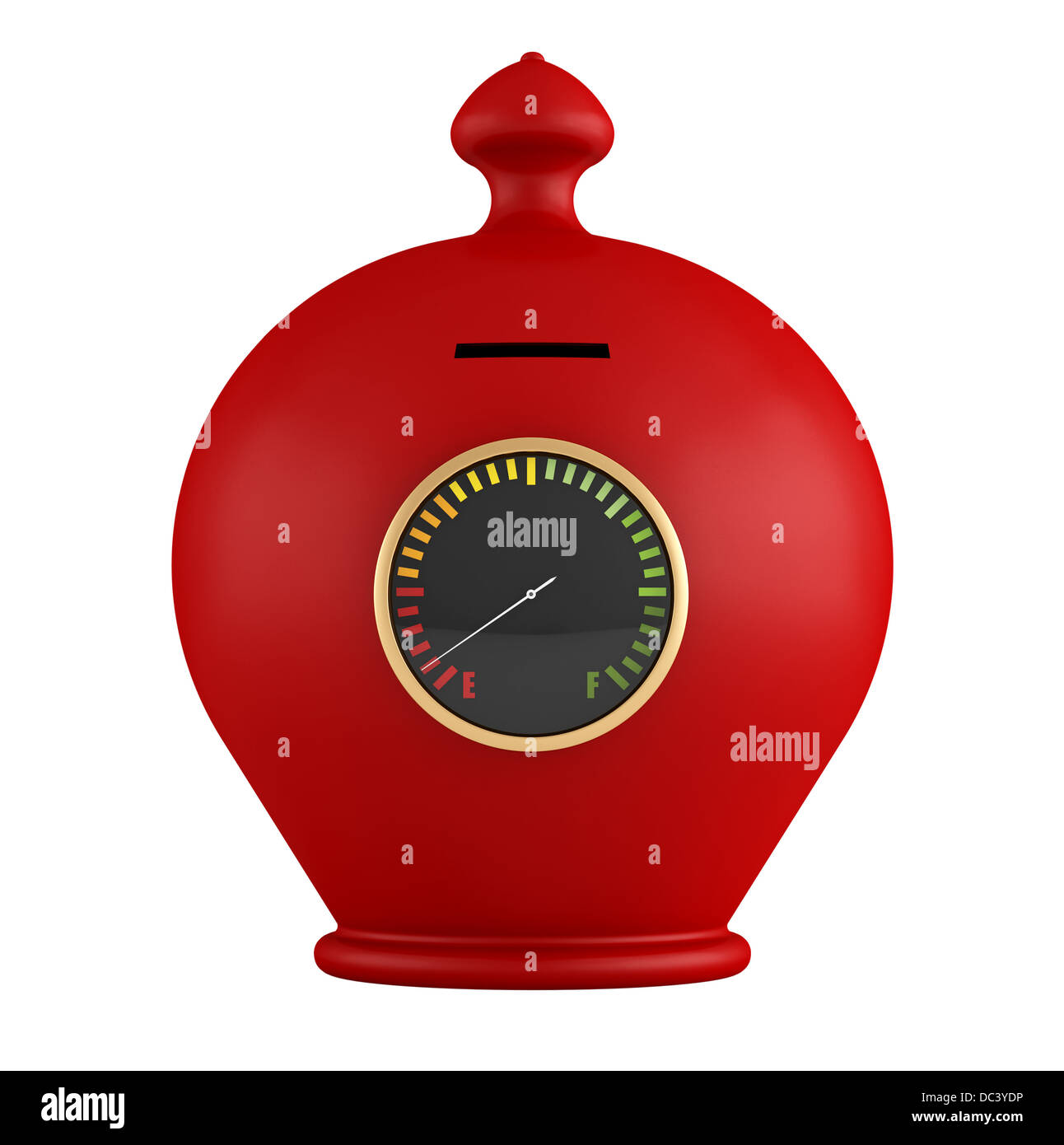 Empty red money-box with fuel gauge isolated on white - rendering Stock ...