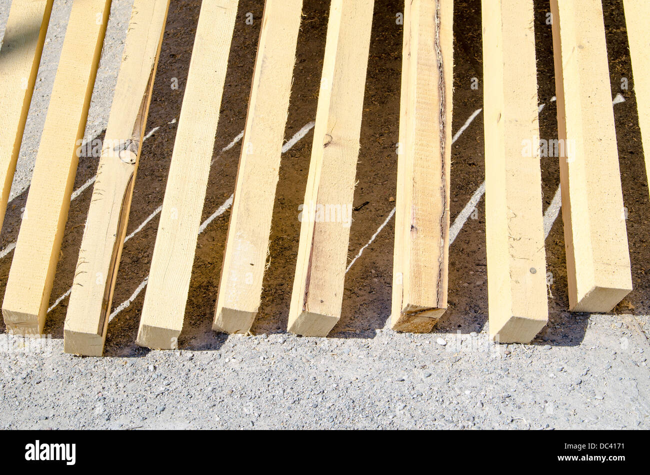 Stack of Building Lumber at Construction Site,ready for montage Stock ...
