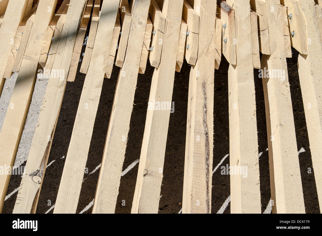 Stack of Building Lumber at Construction Site,ready for montage Stock ...
