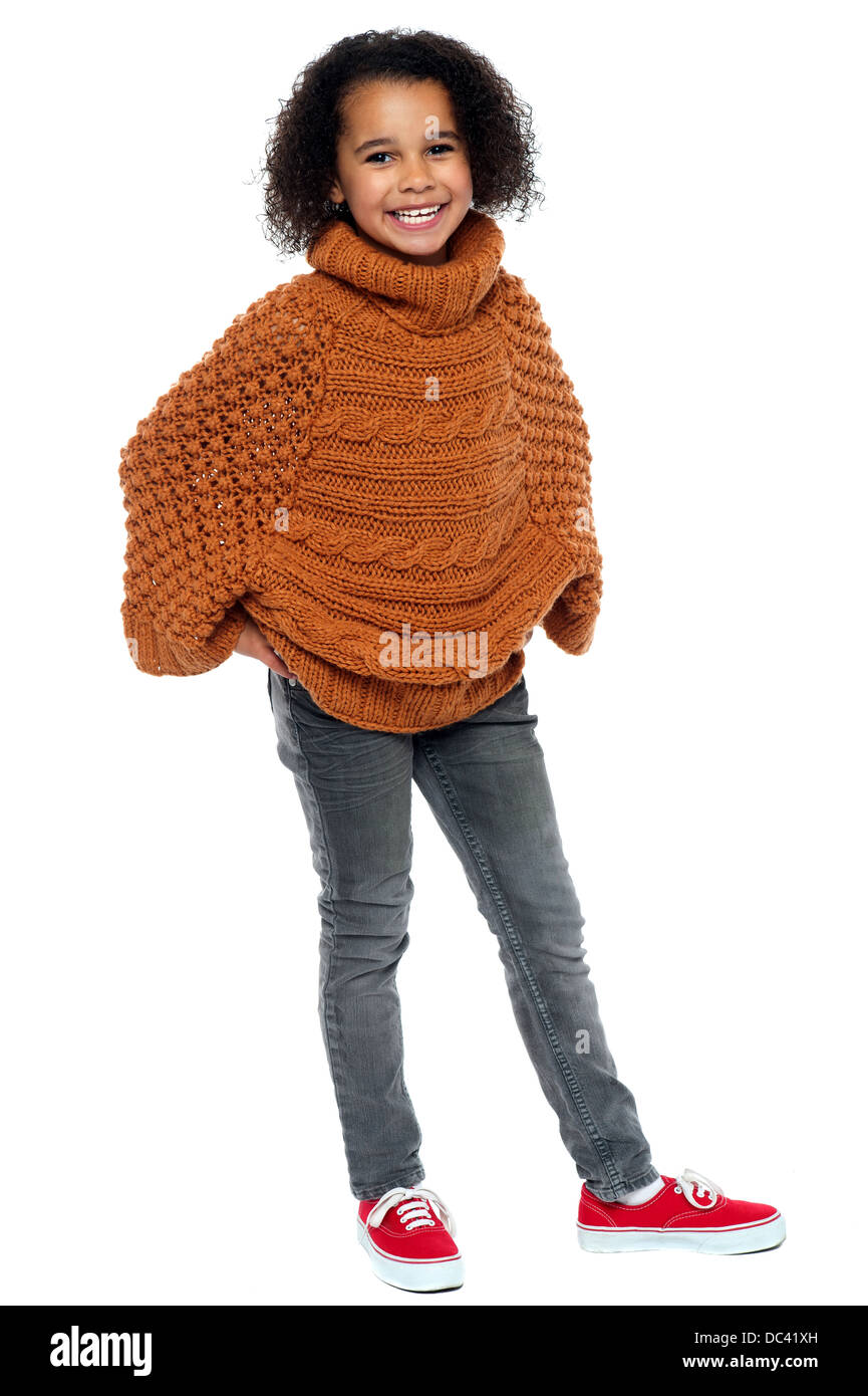 Afro american girl in over sized pullover Stock Photo - Alamy