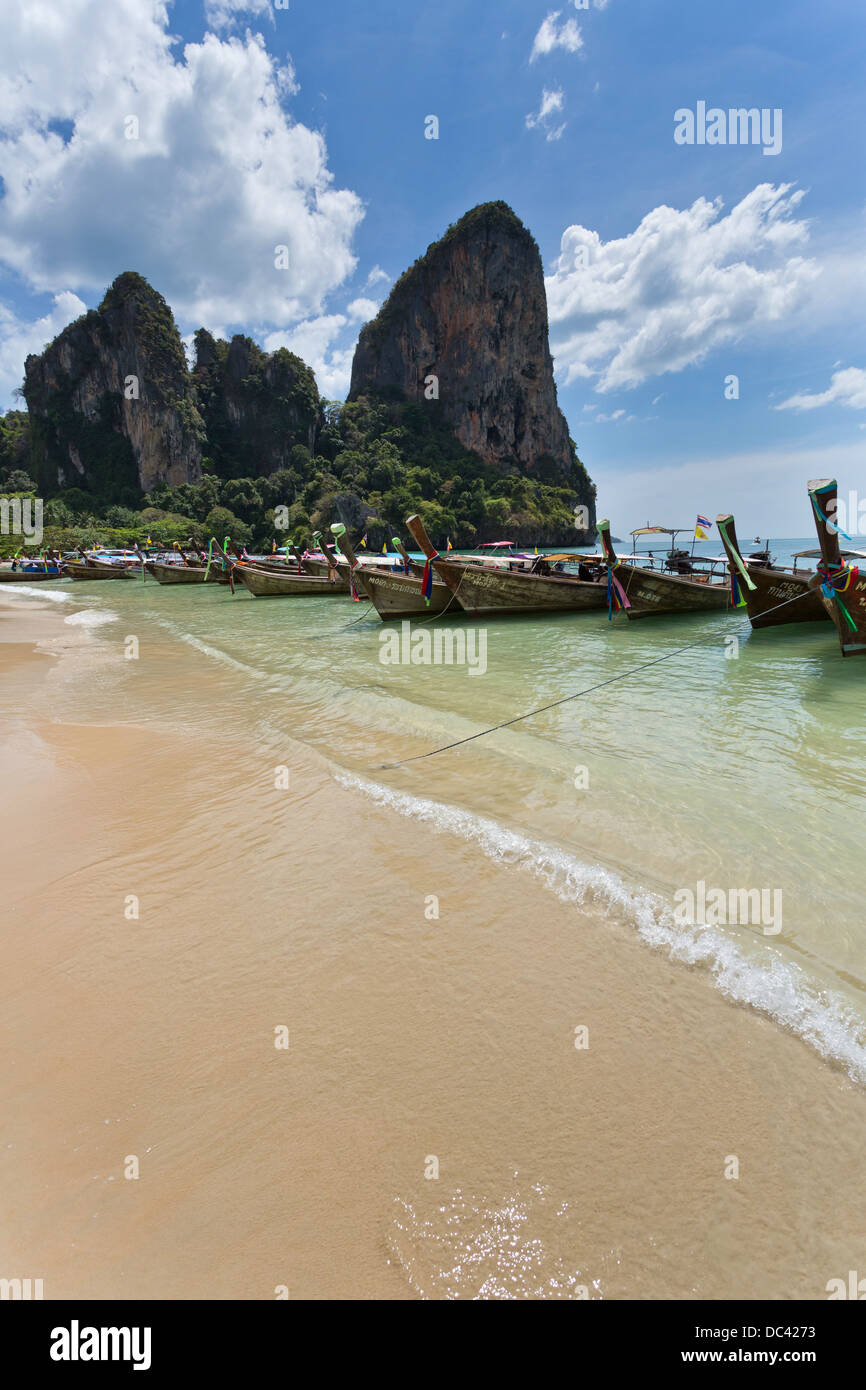 Traditional Ferryboats on the Railay Beach in the Krabi Province ...