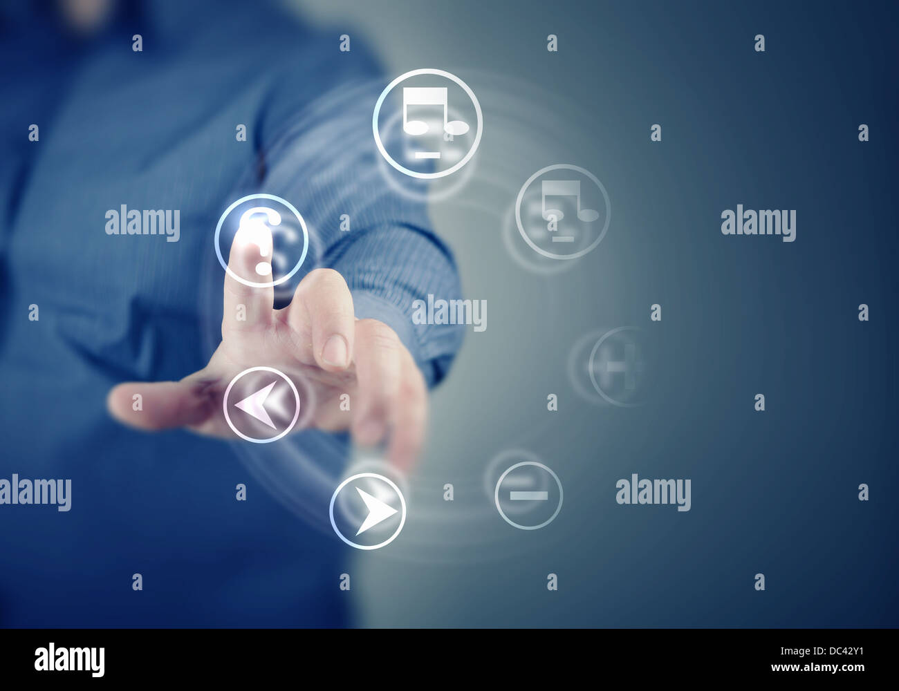 hand pressing virtual buttons Stock Photo - Alamy