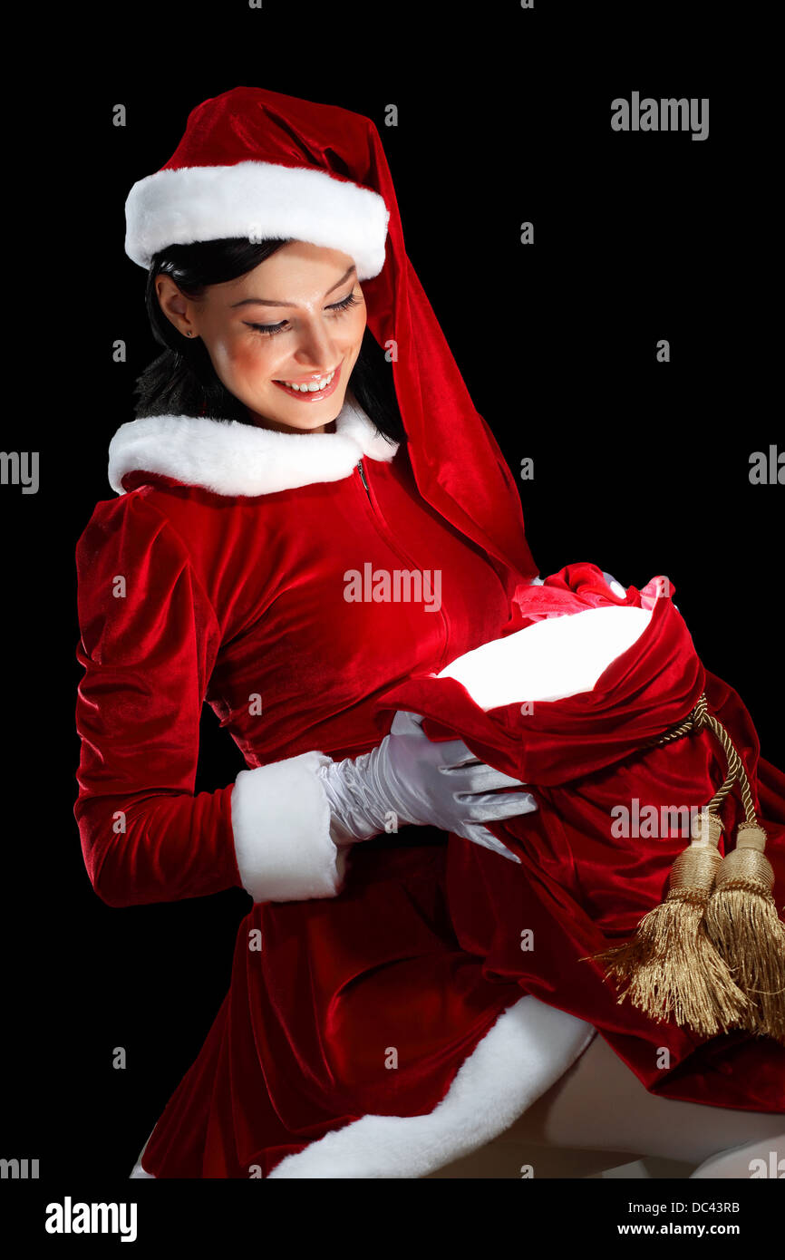 pretty santa girl Stock Photo - Alamy
