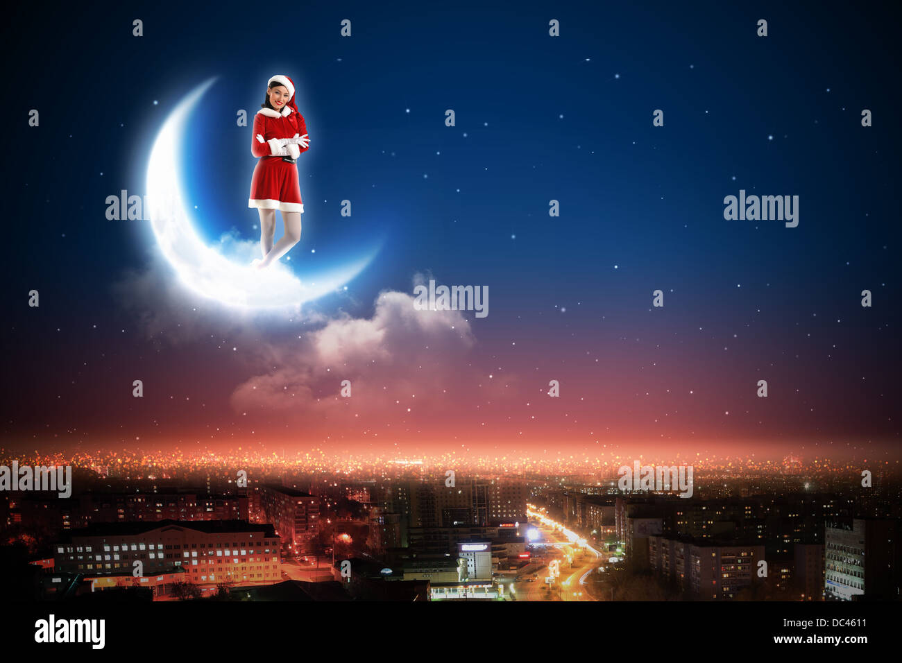 Santa claus girl on moon hi-res stock photography and images - Alamy