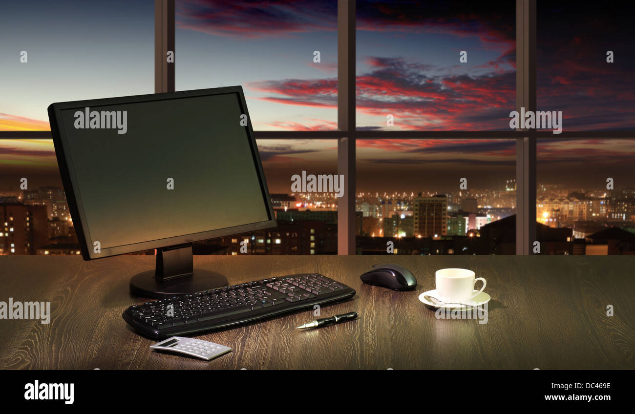 Office at night Stock Photo - Alamy