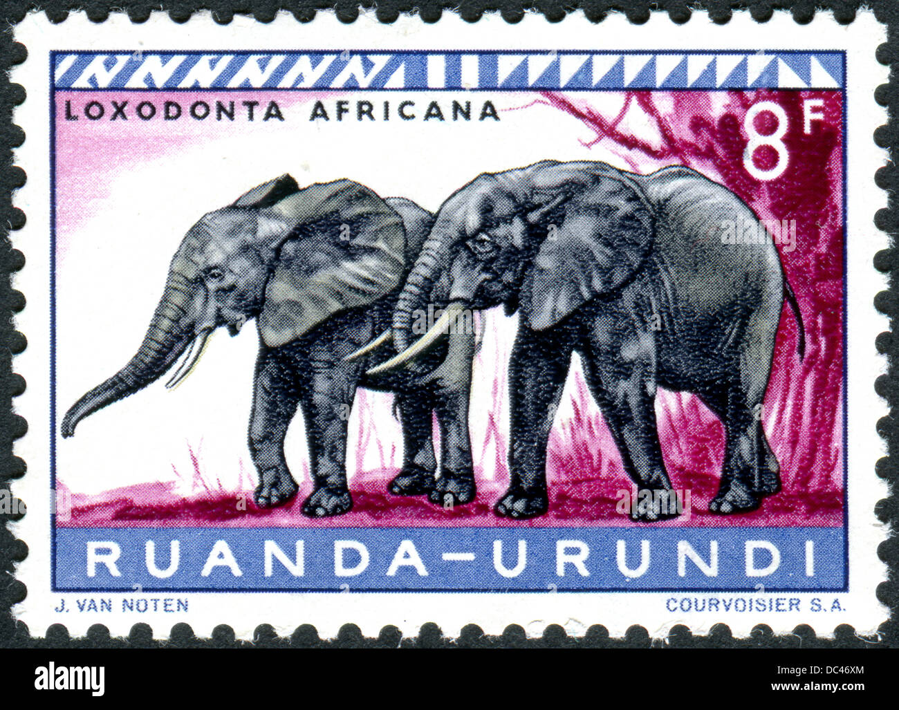 RWANDA - URUNDI - CIRCA 1959: Postage stamp printed in Rwanda-Urundi ...