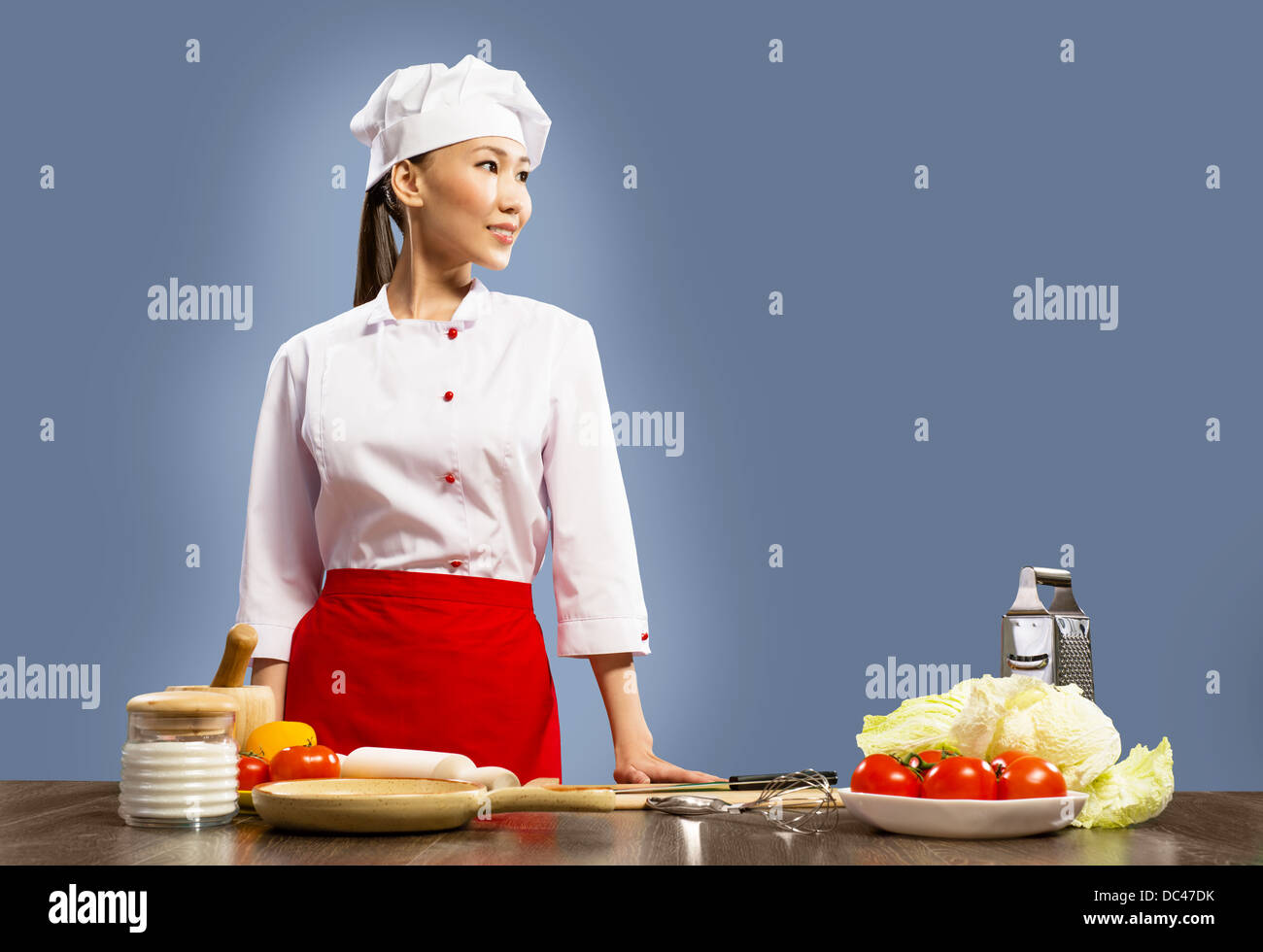 Asian female chef Stock Photo - Alamy