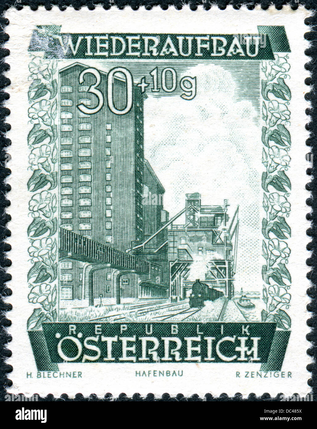 AUSTRIA - CIRCA 1948: Postage stamp printed in Austria, Reconstruction ...