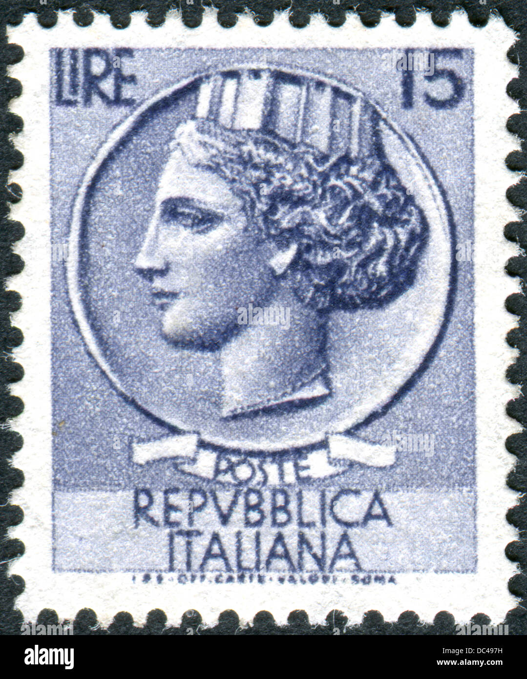 ITALY - CIRCA 1968: A stamp printed in Italy, is shown Italia Turrita ...