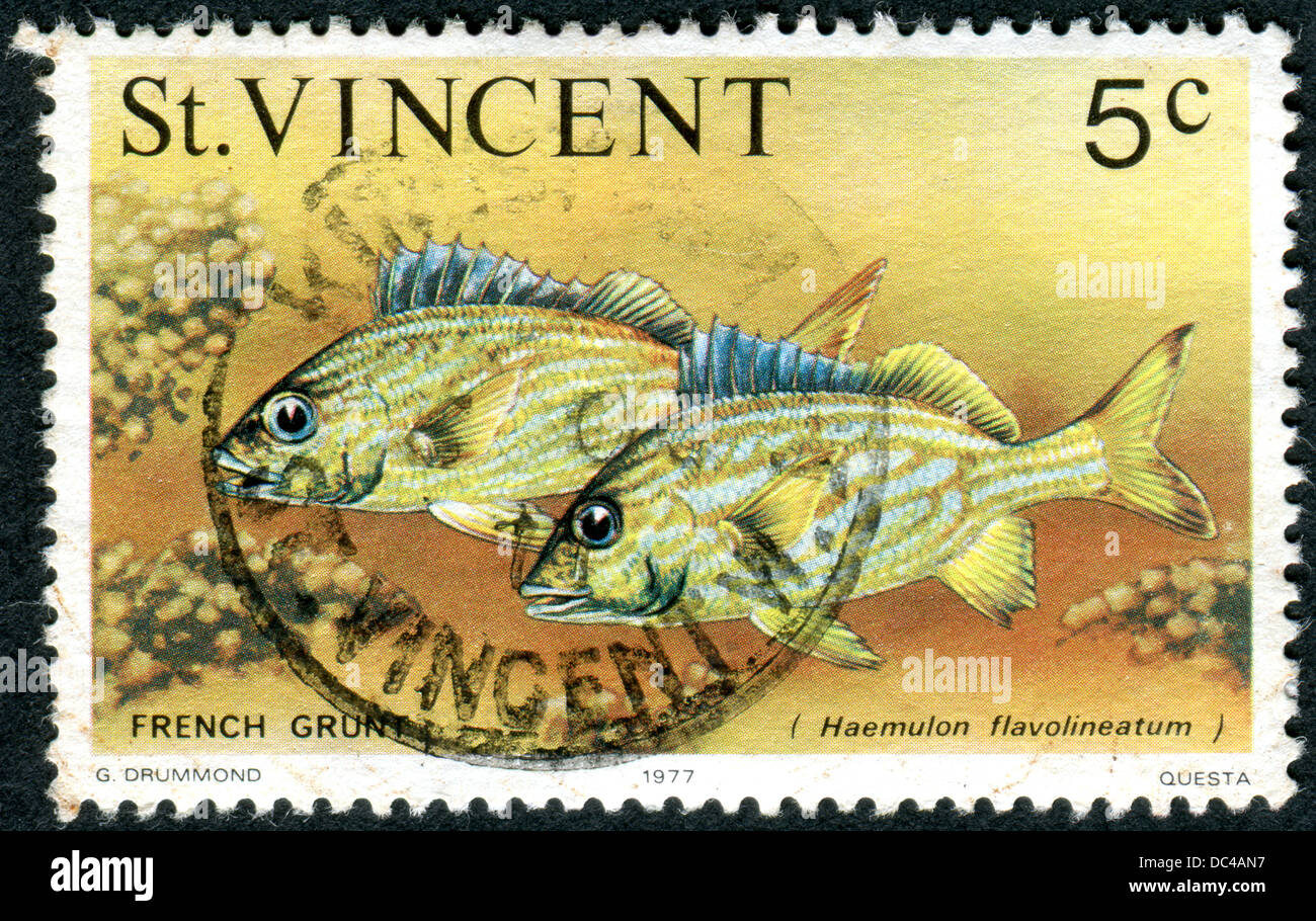 Postage stamp Saint Vincent and the Grenadines, shows a fish the French ...