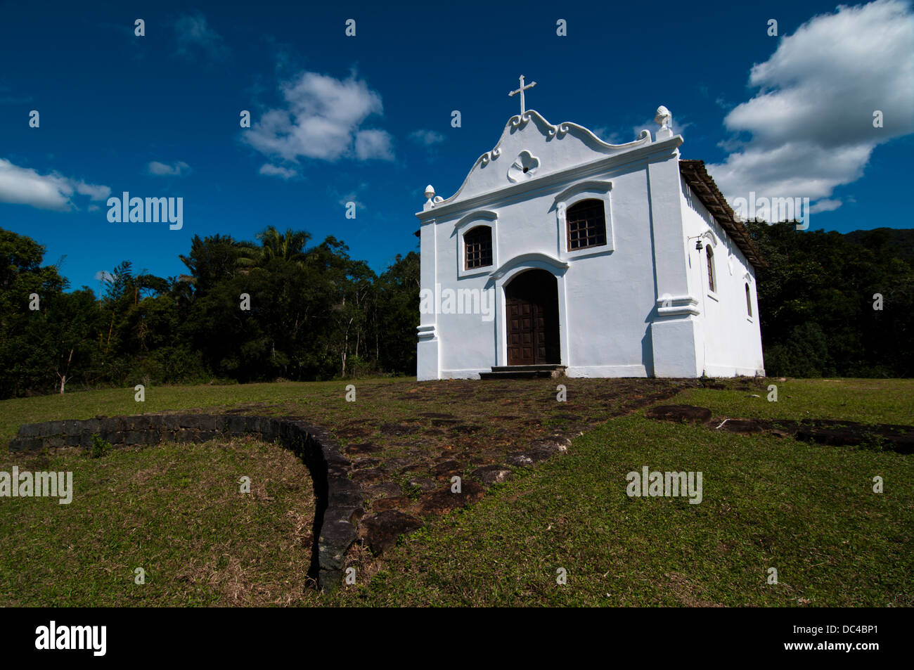 small catholic church in the top of a hill with a stairway Stock Photo ...