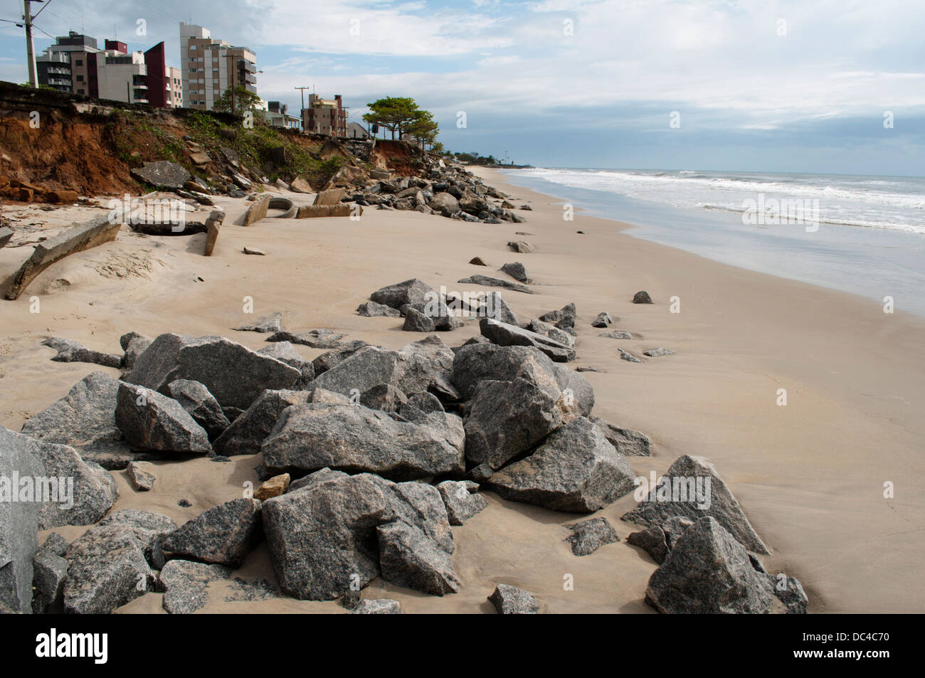 Beach of Matinhos city, shore of Paraná state, sea level increasing ...