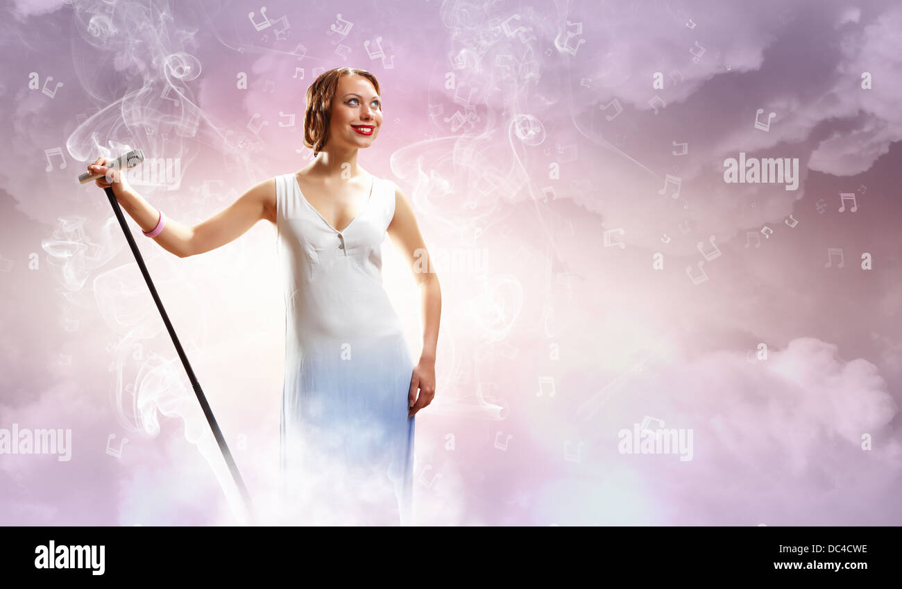 Portrait of female singer Stock Photo - Alamy