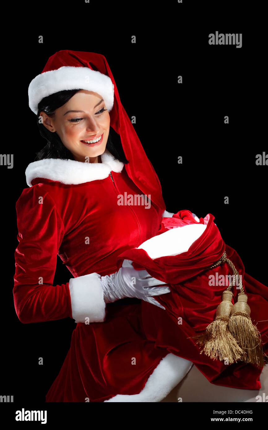 pretty santa girl Stock Photo - Alamy