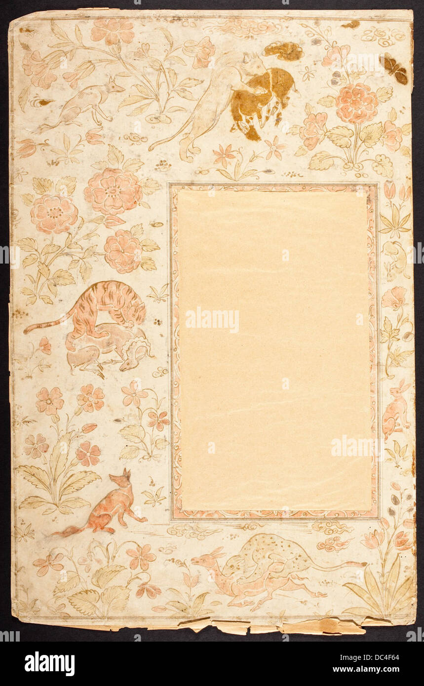 Album page with decorated border with animals and flowers hi-res stock ...