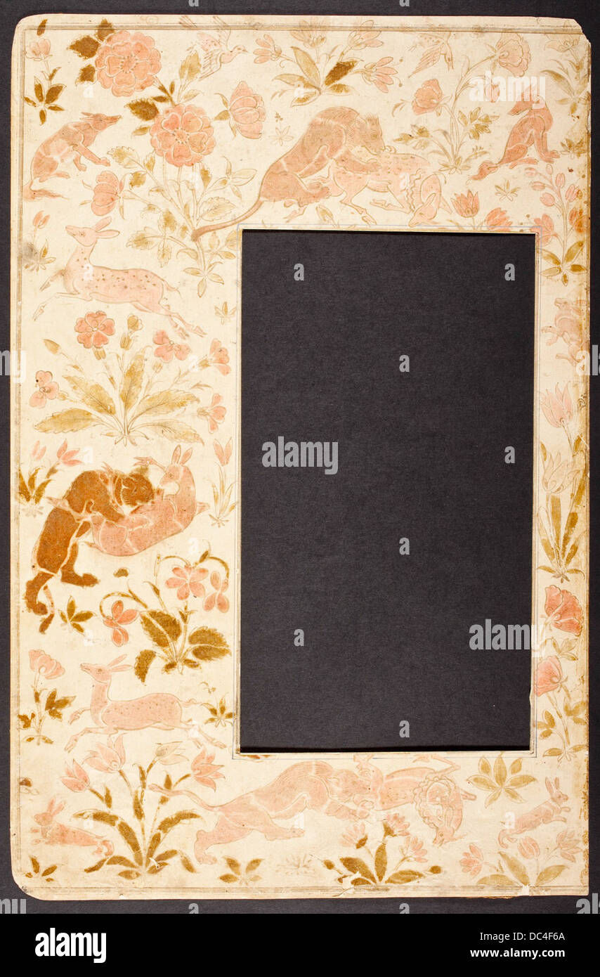 Album page with decorated border with animals and flowers hi-res stock ...