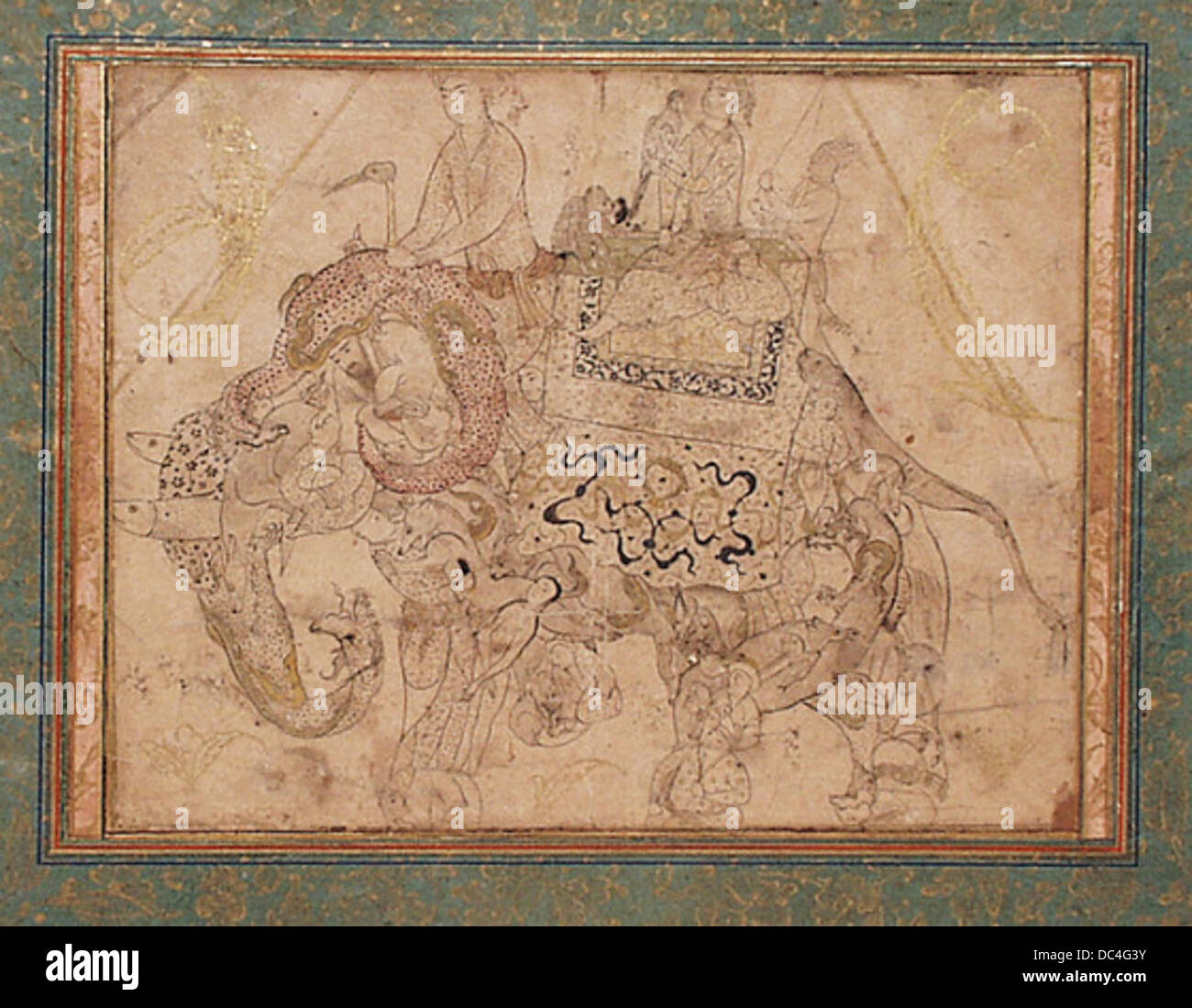 This artwork depicts a composite elephant ridden by a prince. It ...