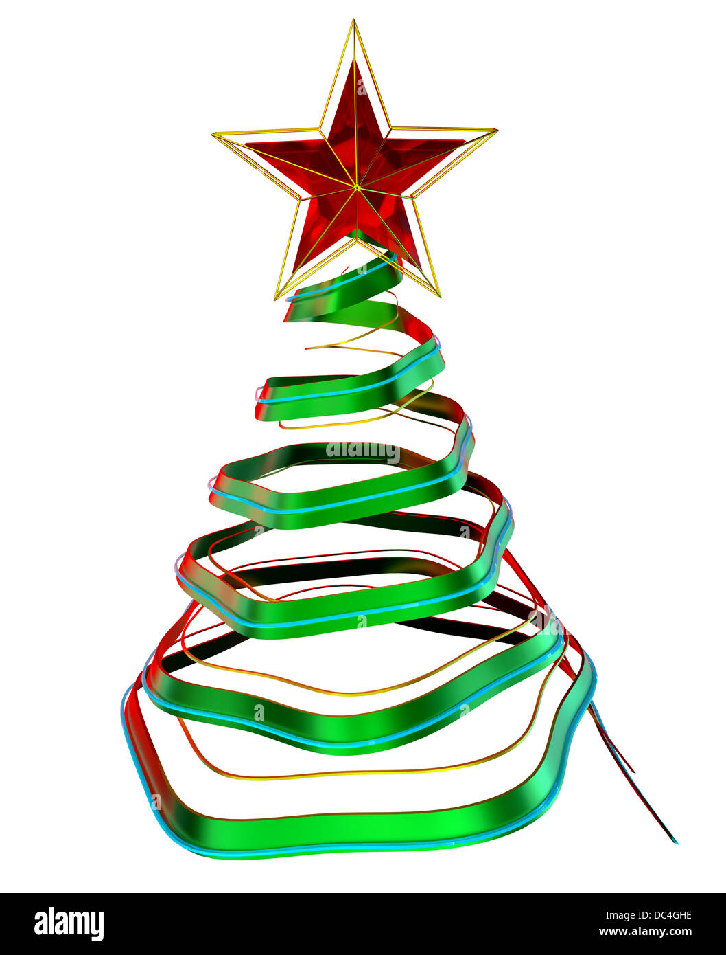 christmas tree with red star Stock Photo - Alamy