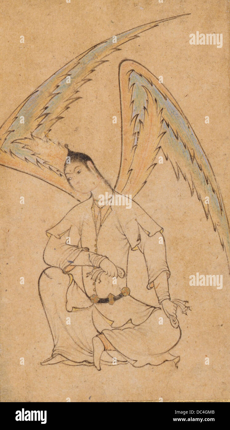 This artwork, part of LACMA's collection, depicts a seated angel, often ...