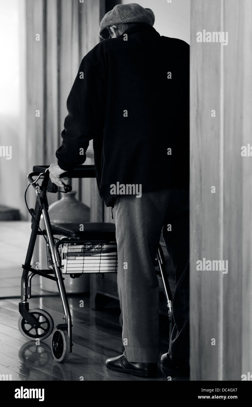 Old Man With Walker High Resolution Stock Photography and Images - Alamy