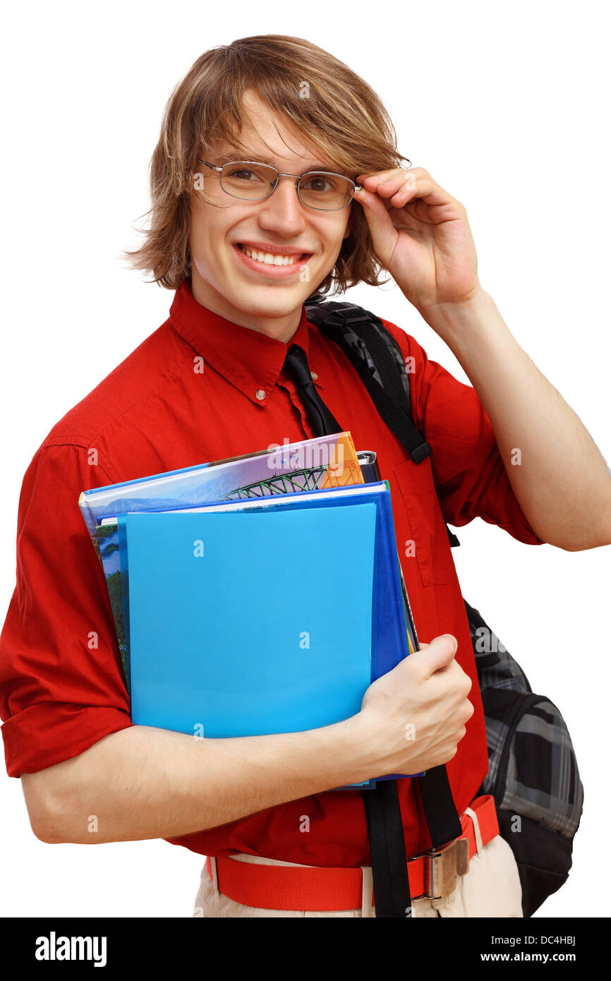Happy student with books Stock Photo - Alamy