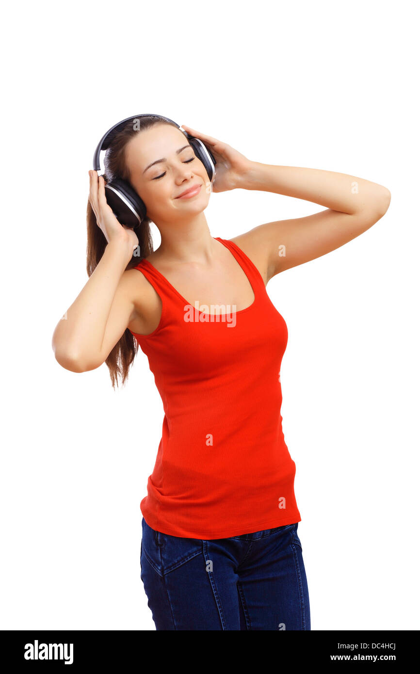 Happy smiling girl dancing Stock Photo - Alamy