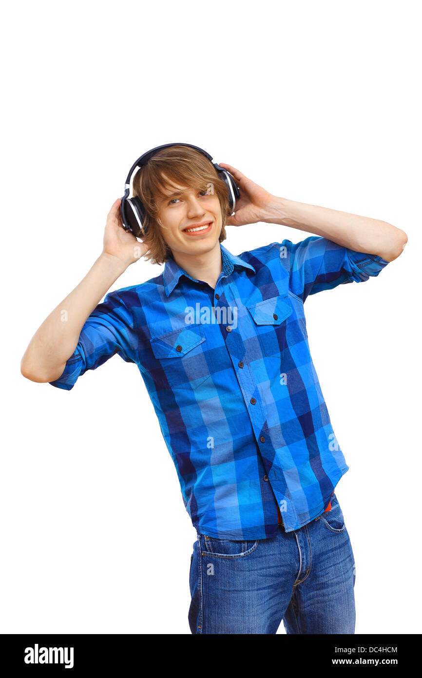 Happy smiling young man dancing Stock Photo - Alamy