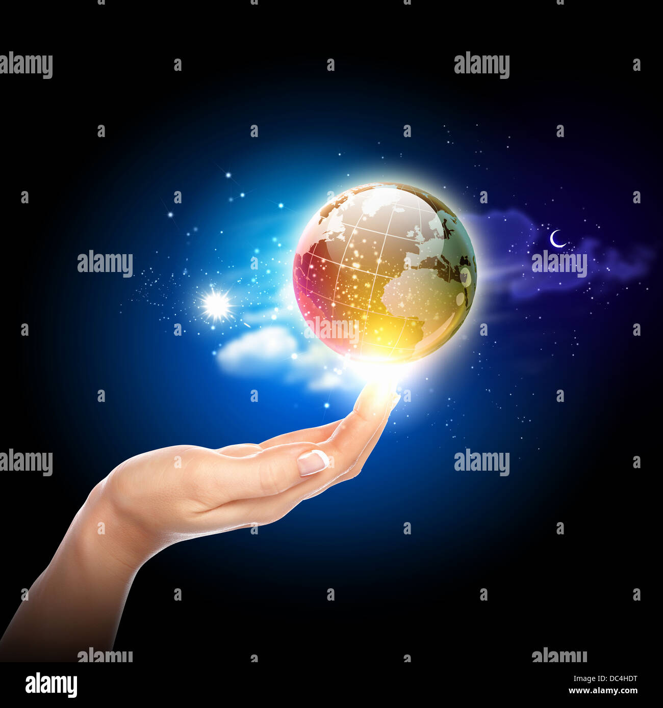 hand touching the earth Stock Photo - Alamy