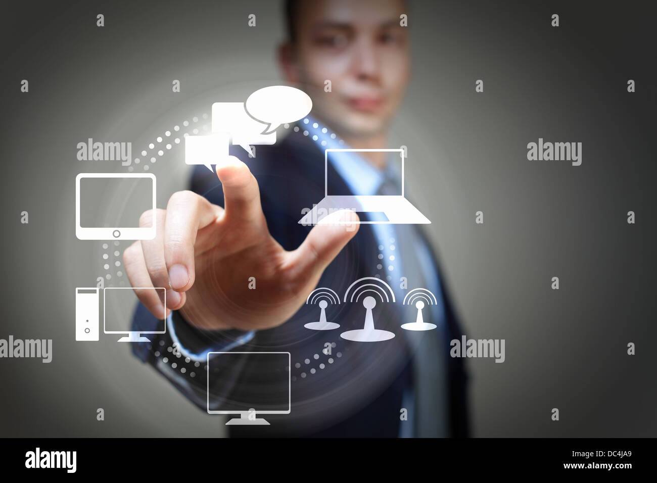 hand pushing on a touch screen Stock Photo - Alamy