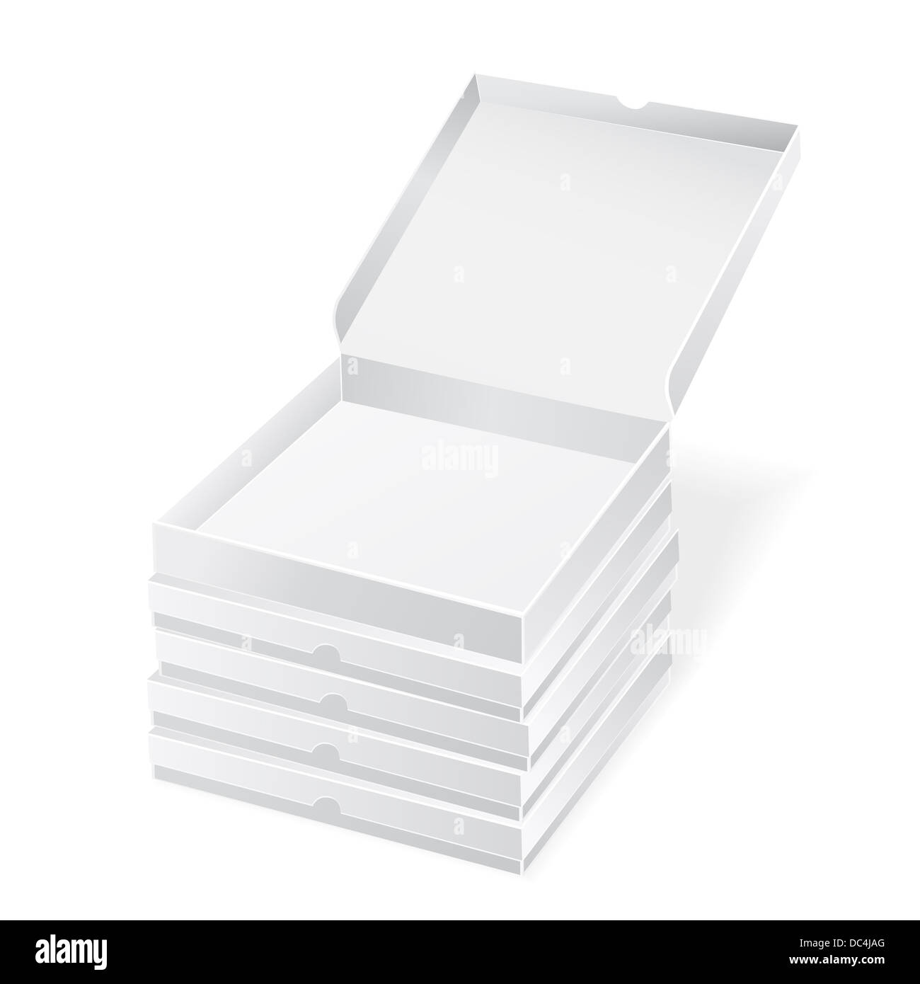 pizza boxes on white background Stock Photo - Alamy