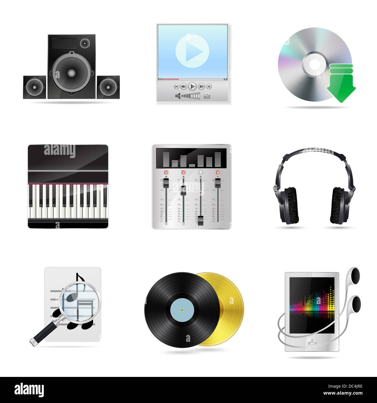 set of detailed musical icons Stock Photo - Alamy