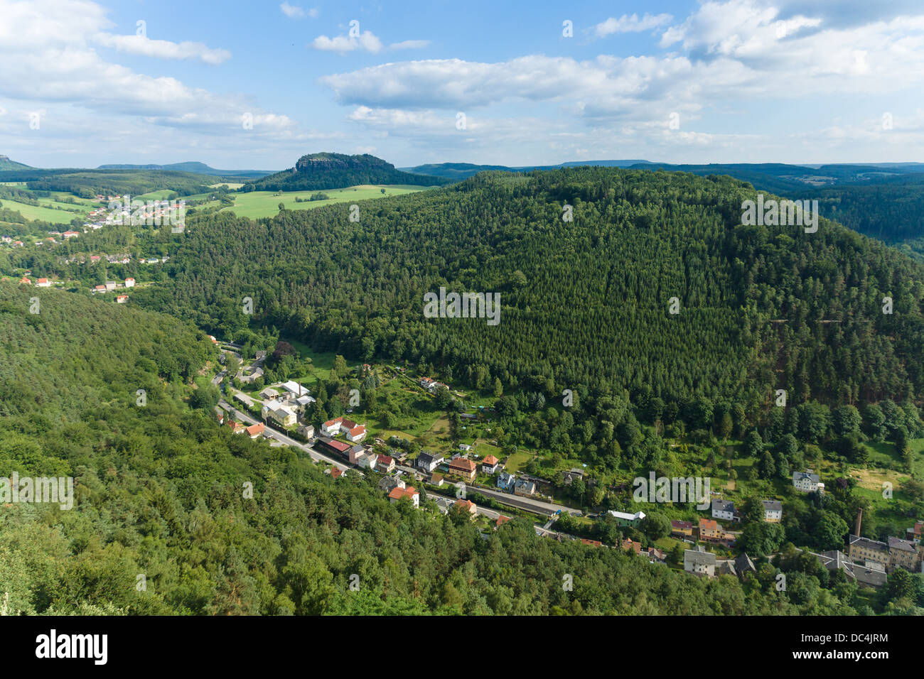 The natural landscape. View from the fortress Koenigstein. Germany ...