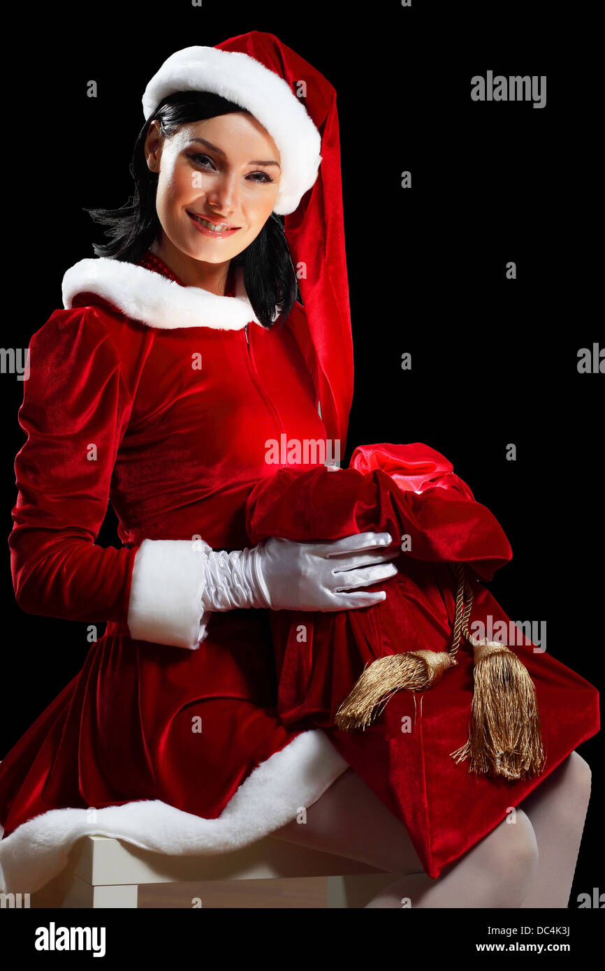 pretty santa girl Stock Photo - Alamy