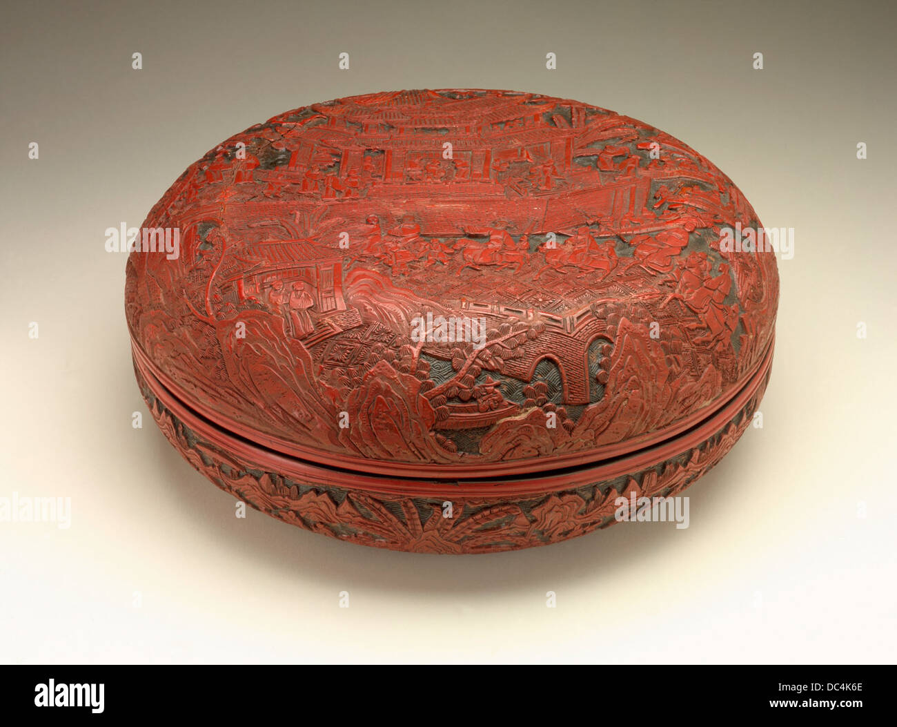 The 'Box (He) with Pavilions in a Landscape' is a Chinese art piece ...