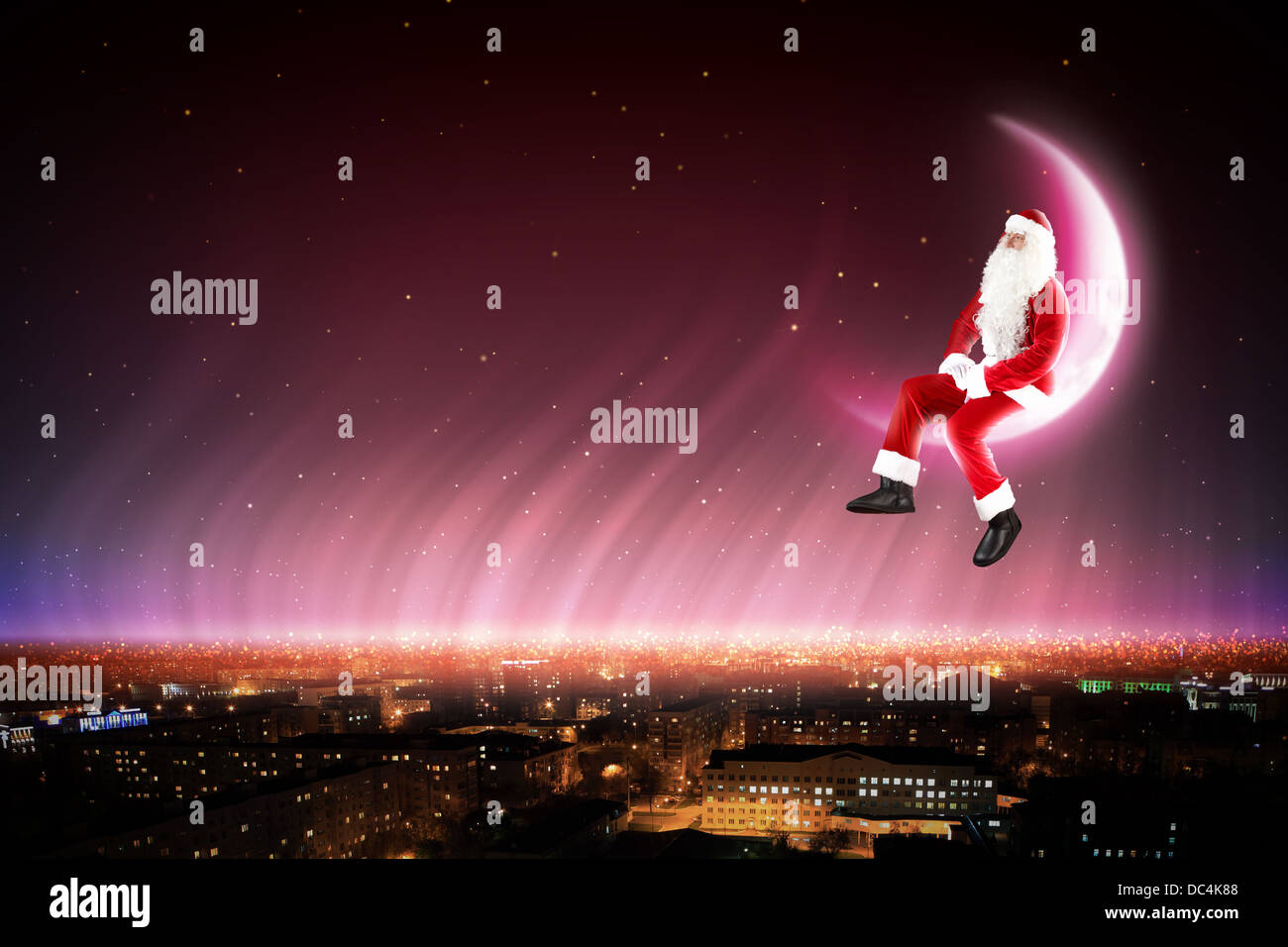 Santa on the moon Stock Photo - Alamy