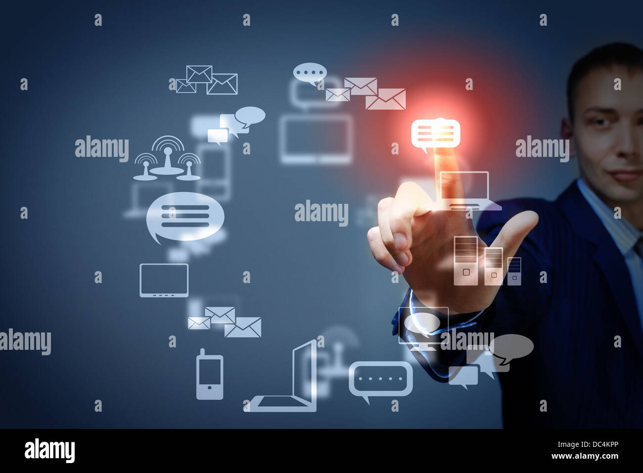 hand pushing on a touch screen Stock Photo - Alamy
