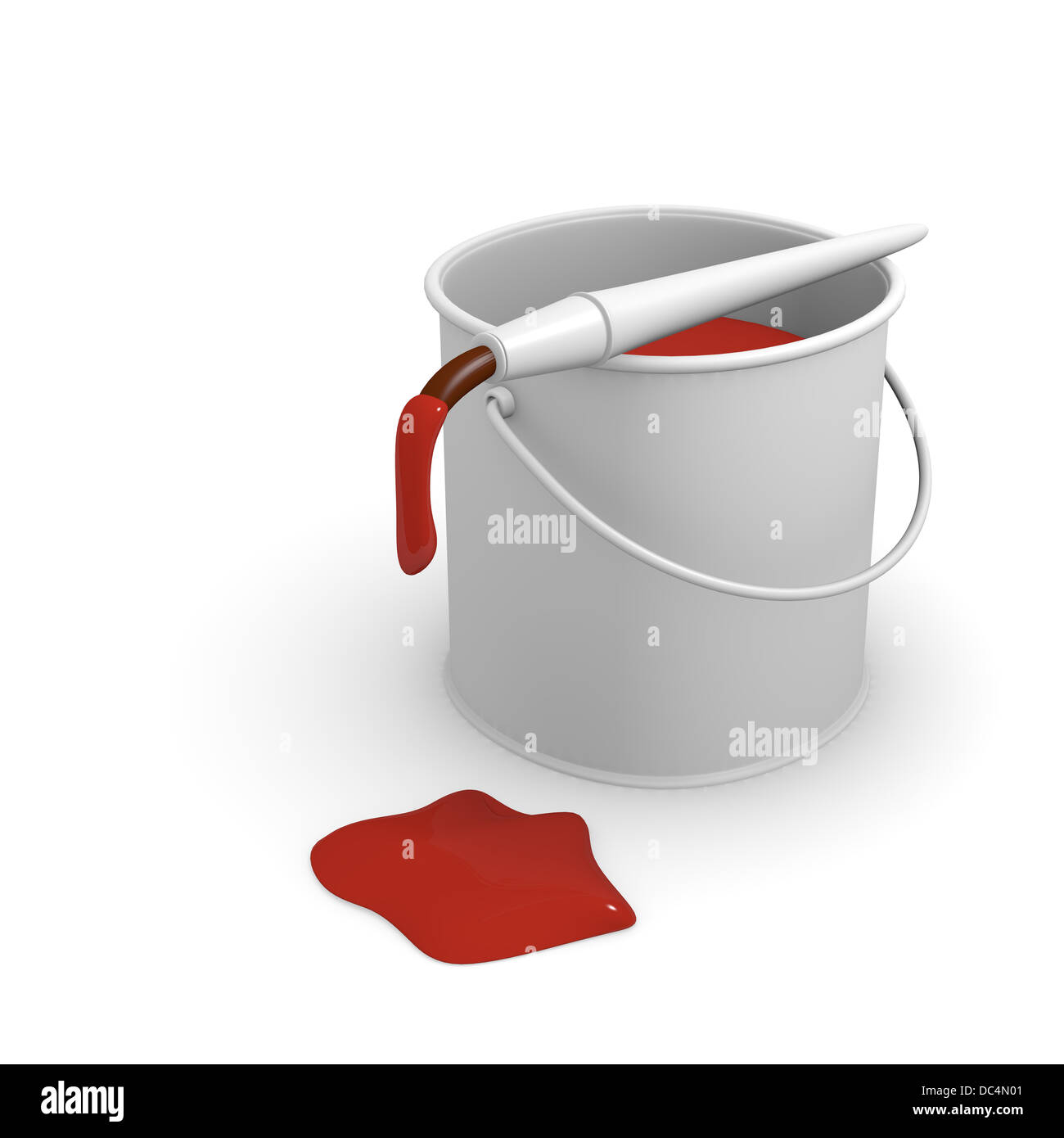 Color can with red glossy paint on a white background Stock Photo - Alamy