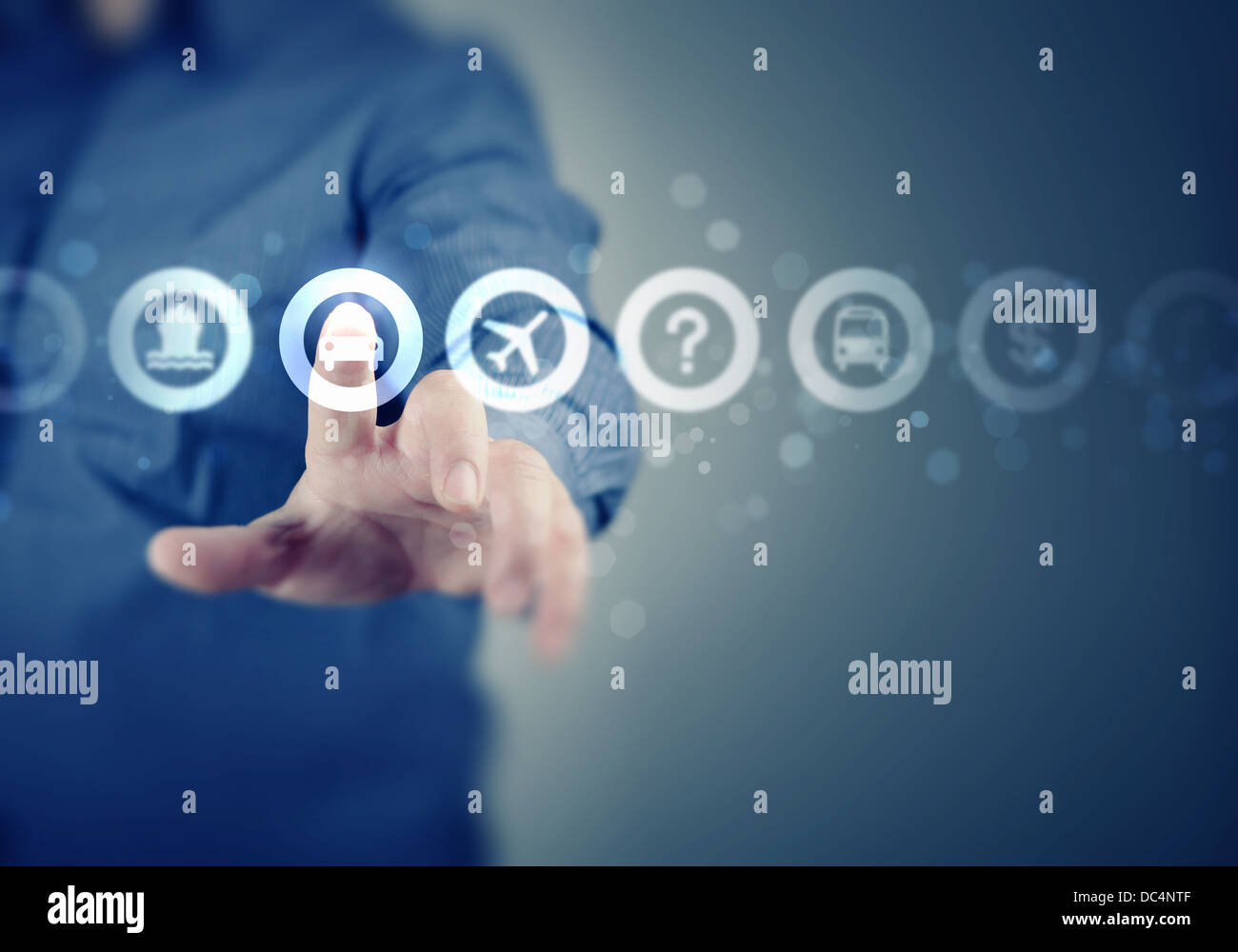 Smart man pressing virtual buttons hi-res stock photography and images ...