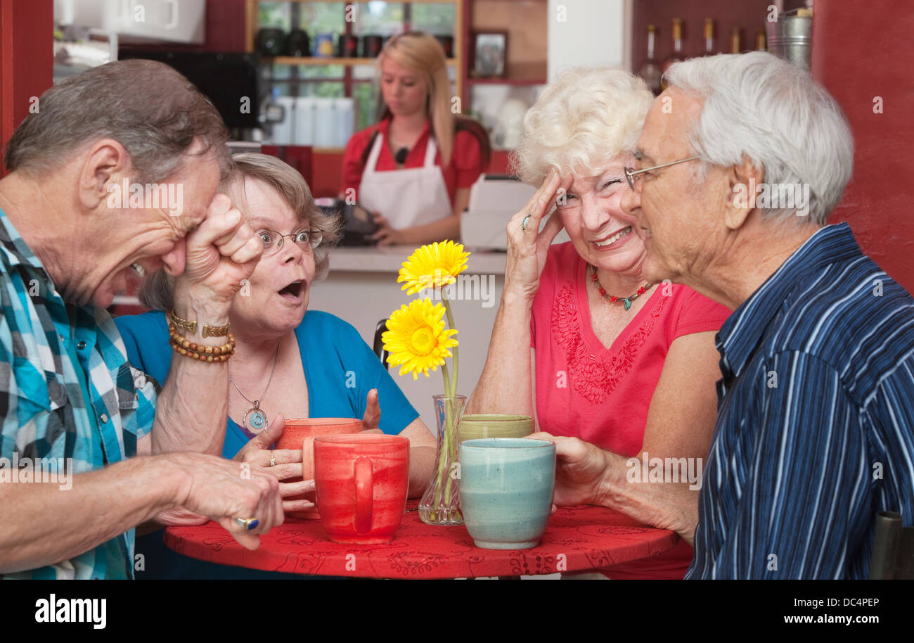 Cringing Lady With Friends Stock Photo - Alamy