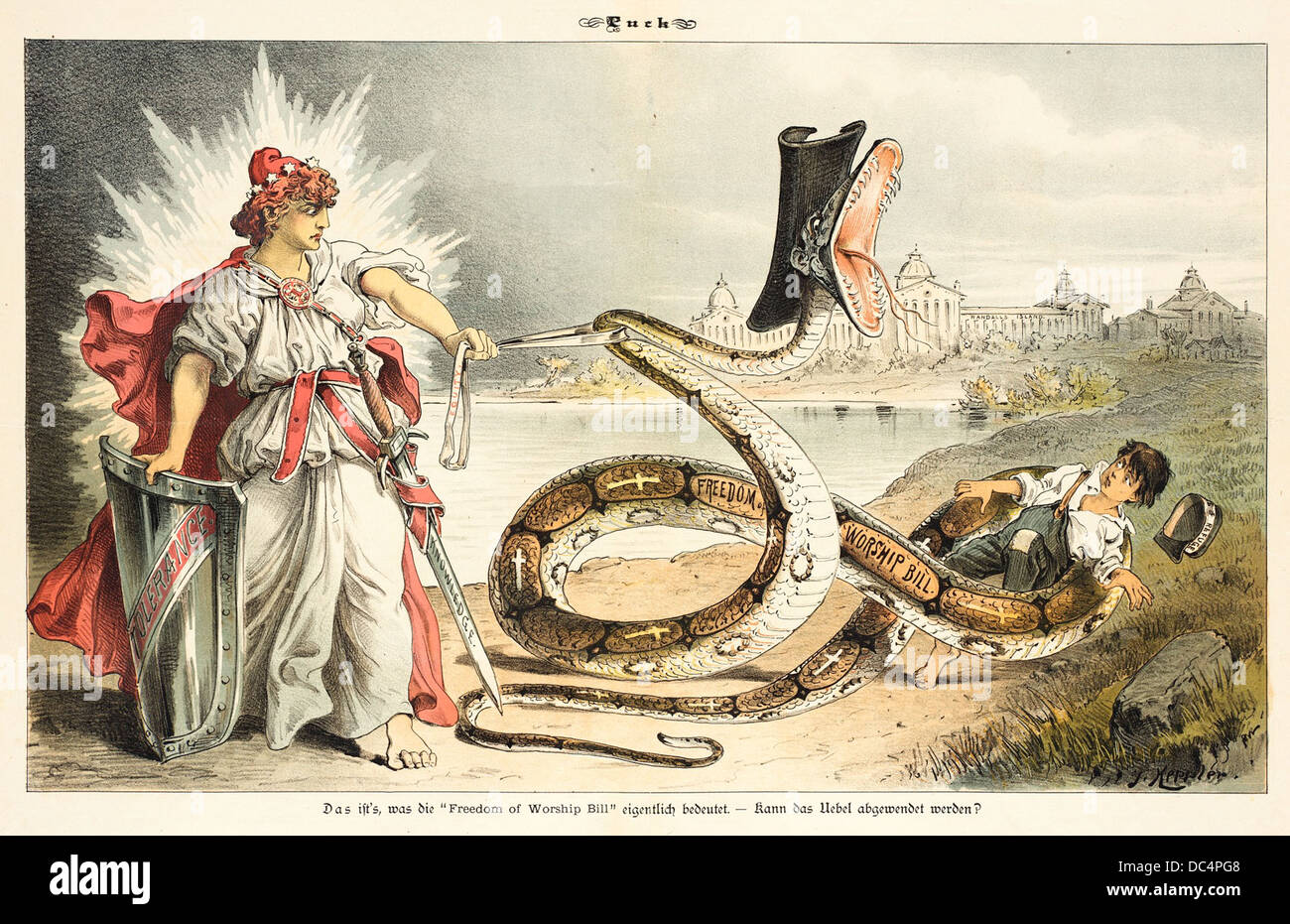 This cartoon from Puck, a satirical magazine, is a visual commentary on ...