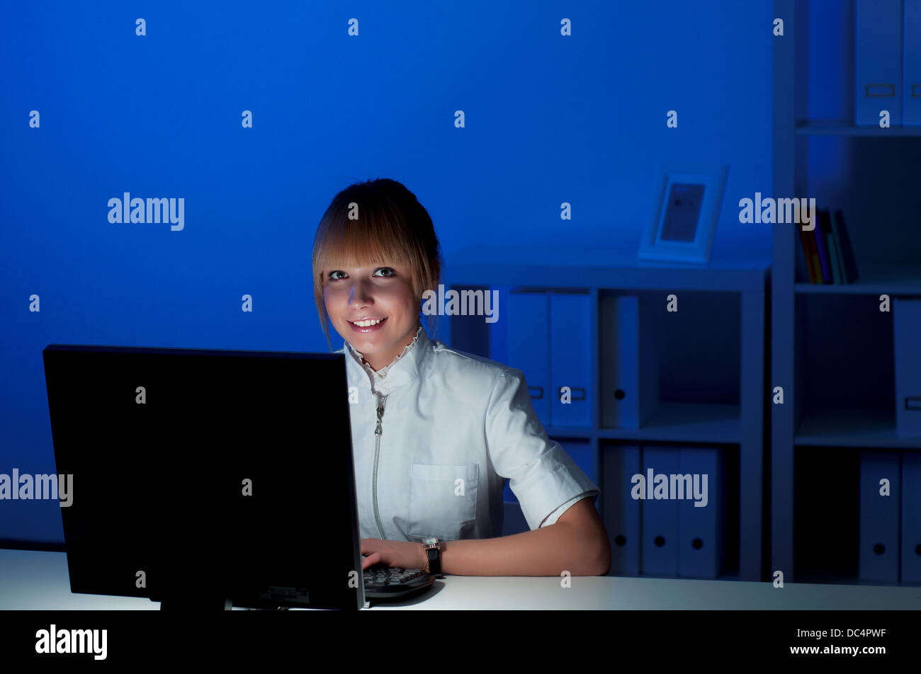 office work at night Stock Photo - Alamy