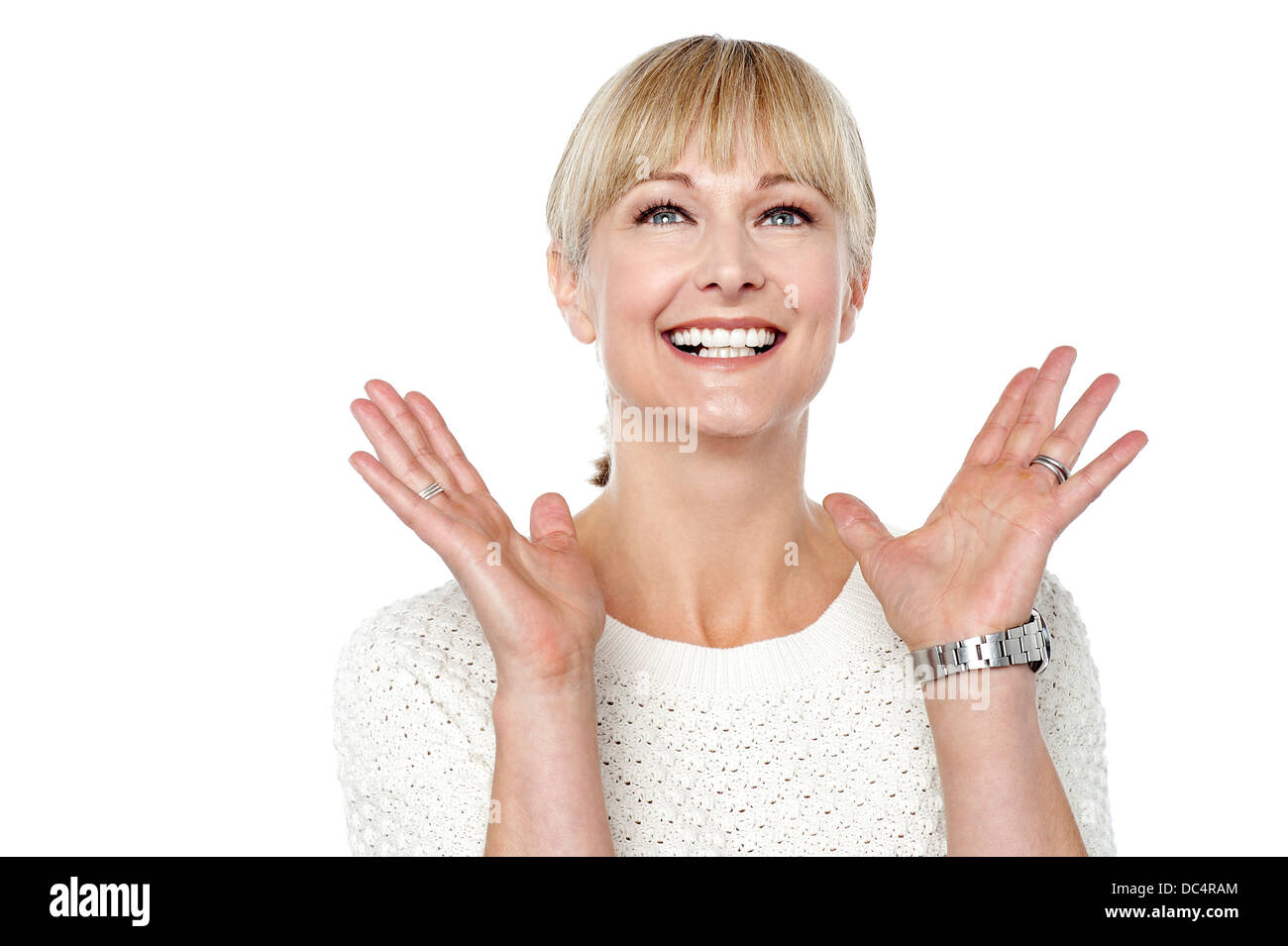 Expressions of a happy and content woman Stock Photo - Alamy