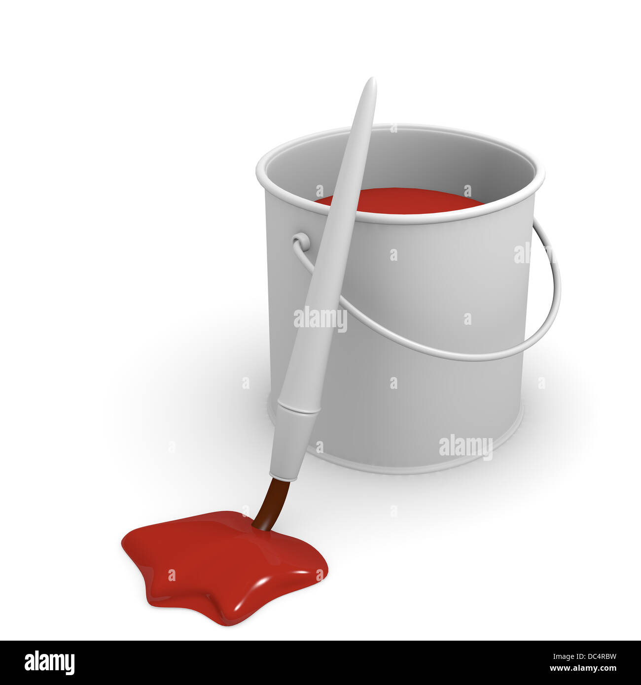 Color can with red glossy paint on a white background Stock Photo - Alamy